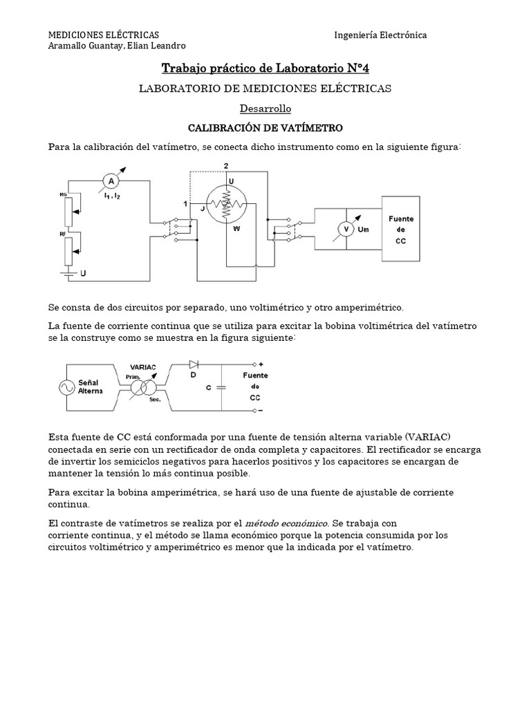 Práctico 4 Laboratorio - Mediciones Eléctricas UNT (2021) | PDF | Corriente eléctrica | Rectificador