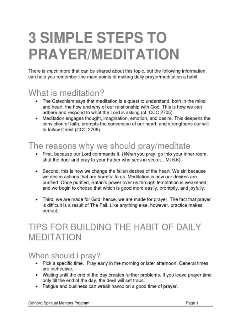 3 Simple Steps To Prayer - Meditation For Mentees | PDF | Prayer ...