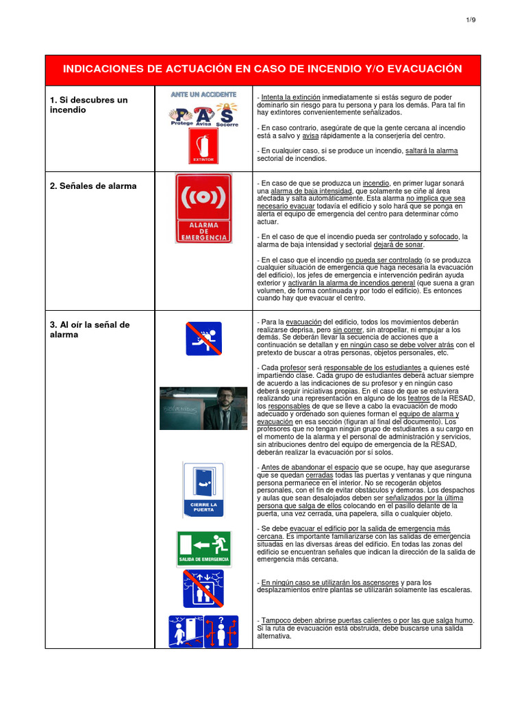 Guia de Instrucciones en Caso de Incendio RESAD 15 02 2022 | PDF | La ...
