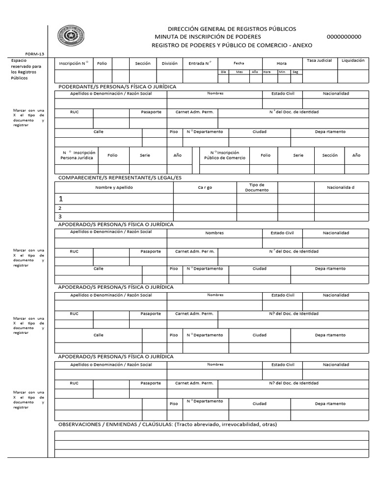 13 - Minuta de Inscripcion de Poderes Anexo | PDF | Gobierno | Gobierno y personalidad