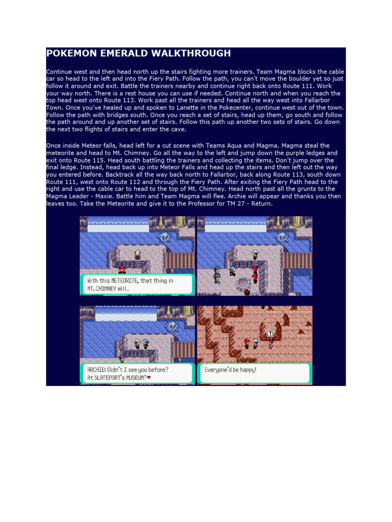 Pokemon Emerald Walkthrough Guide | PDF