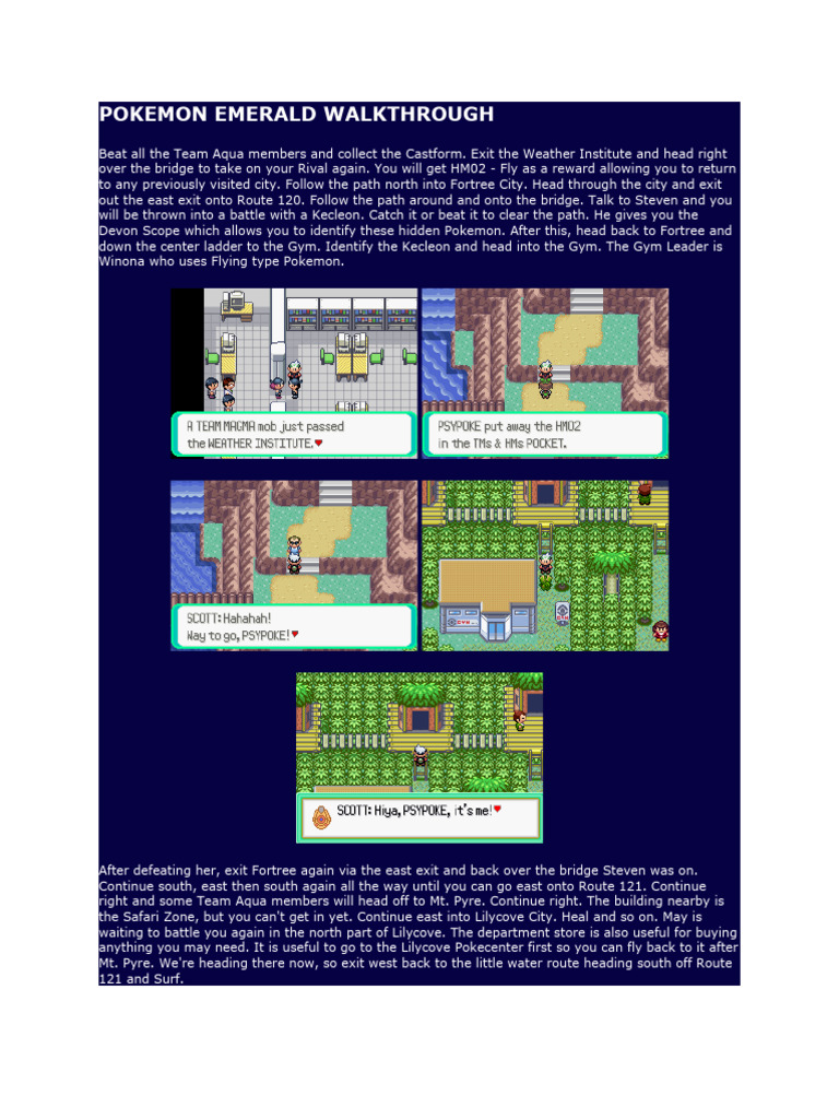 Part 4 POKEMON EMERALD WALKTHROUGH | PDF | Travel | Home & Garden