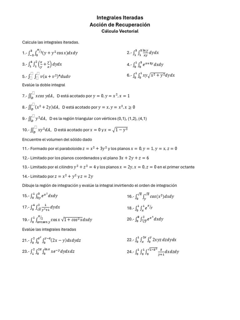 Integrales Iteradas ARCV 24-1 | PDF | Integral