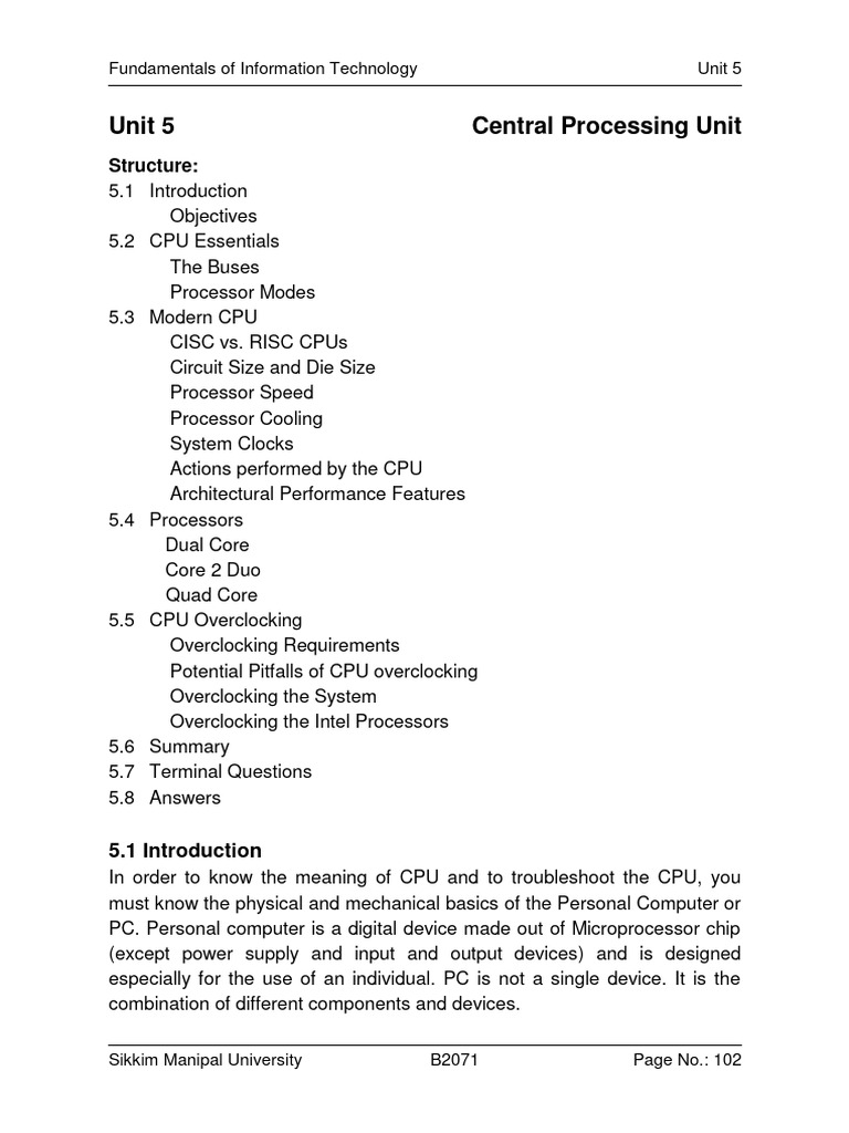 Slm Unit 05 Pdf Central Processing Unit Multi Core Processor