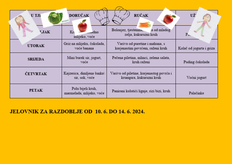 Jelovnik 10. 6. - 14. 6. 2024. | PDF