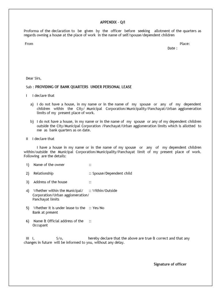 Quarters Officers Format | PDF | Lease | Renting