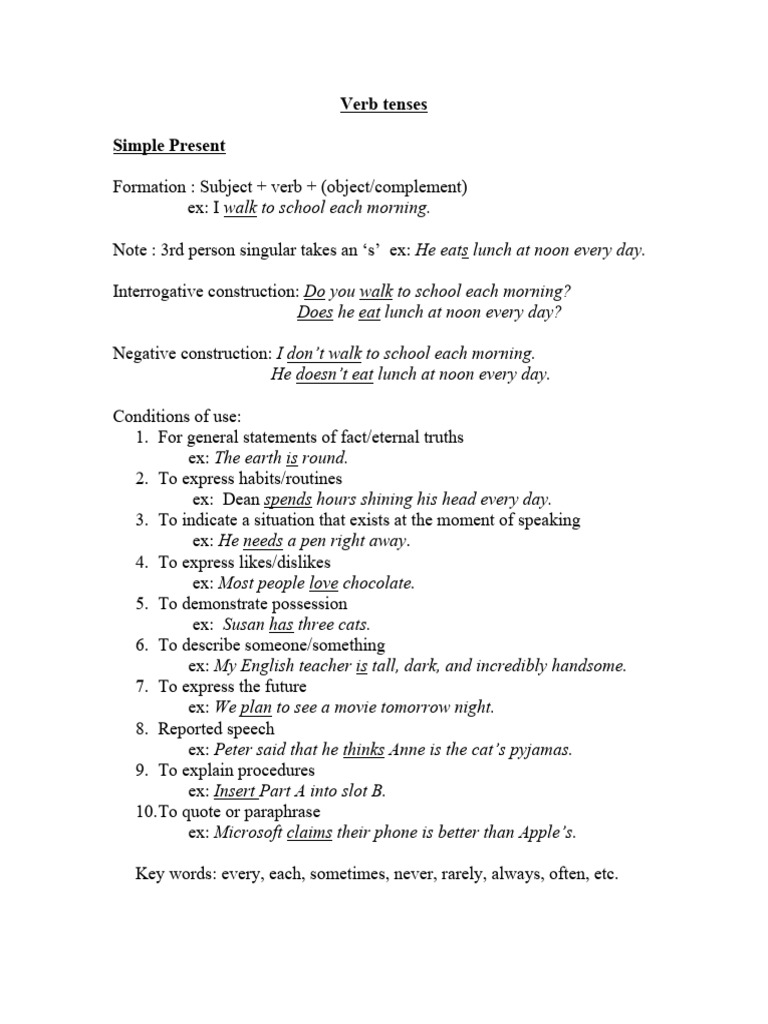 Verb Tenses | PDF | Verb | Linguistic Morphology