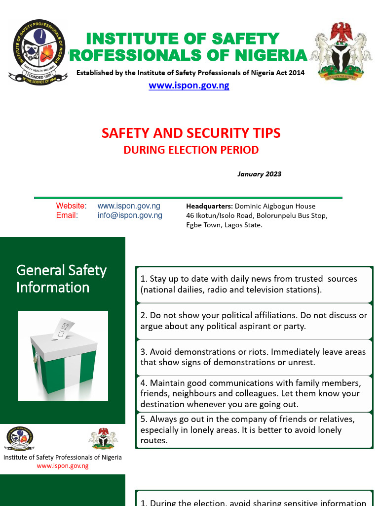 ISPON Election Safety and Security Tips | PDF | Identity Document