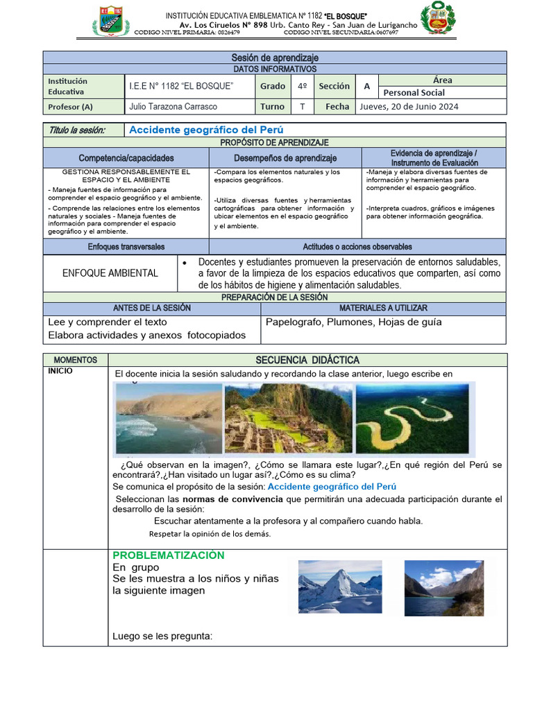 Accidentes Geográficos del Perú para Niños | PDF | Aprendizaje | Perú