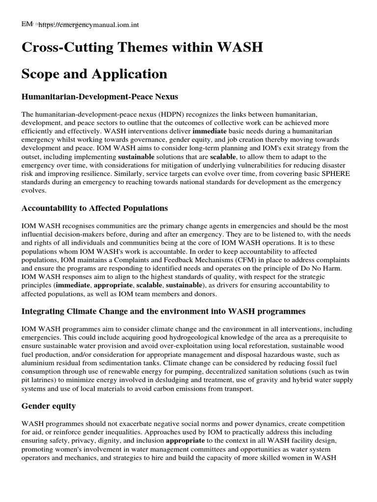 CrossCutting Themes Within WASH | PDF | Wash