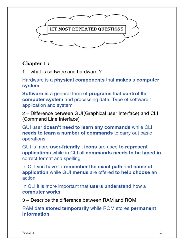 Ict Most Repeated Questions | PDF | Computer Network | Graphical User Interfaces