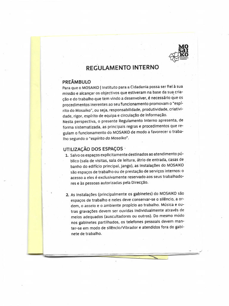 Regulamento Interno - Codigo de Conduta | PDF