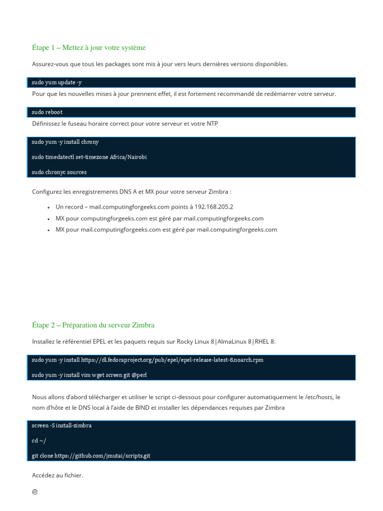 Guide d'Installation de Zimbra sur Rocky Linux 8 | PDF | Système de noms de domaines ...