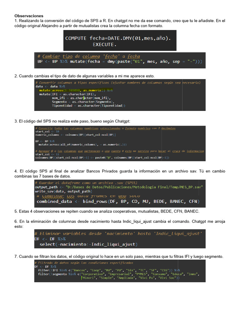 Observaciones Codigo | PDF