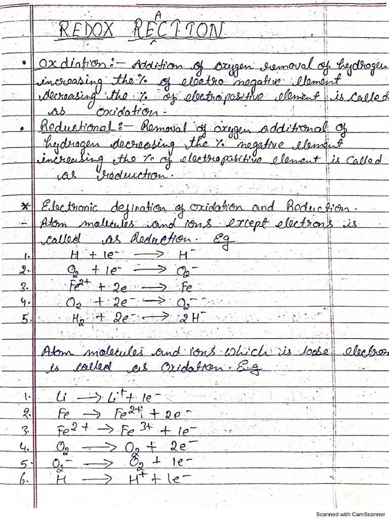 Redox Notes | PDF