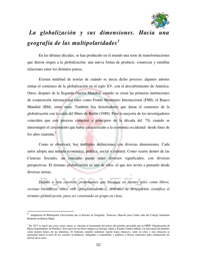 GlobalizaciÃ N y Dimensiones | PDF | Globalización | Neoliberalismo
