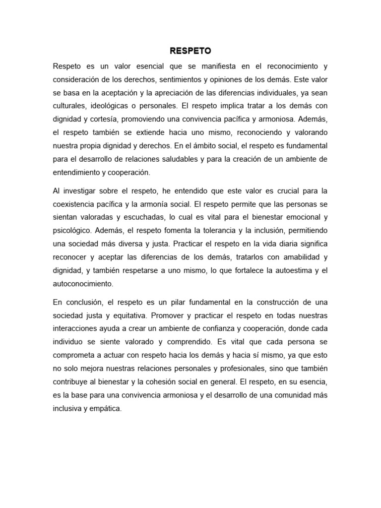 Respeto Resonsabilidad Honestidad Pdf Sociedad Sustentabilidad