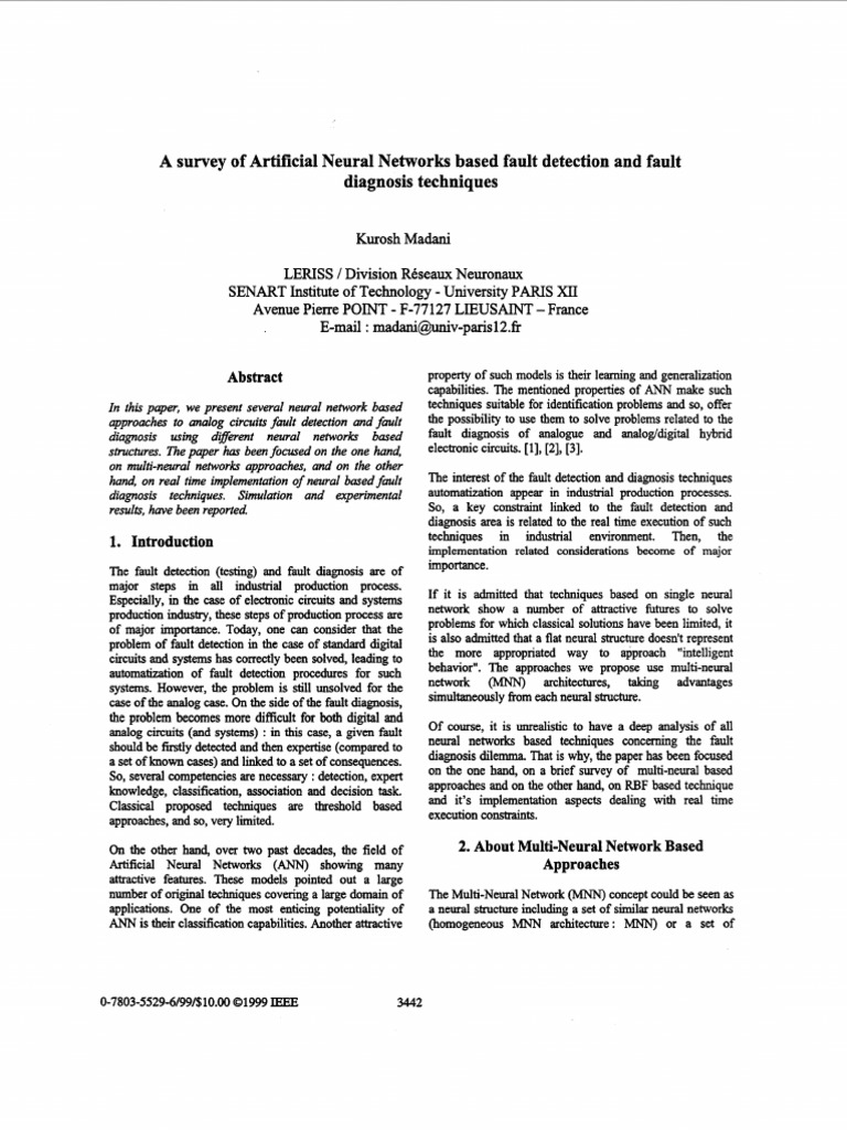 A Survey Of Artificial Neural Networks Based Fault Detection And Pdf 9518