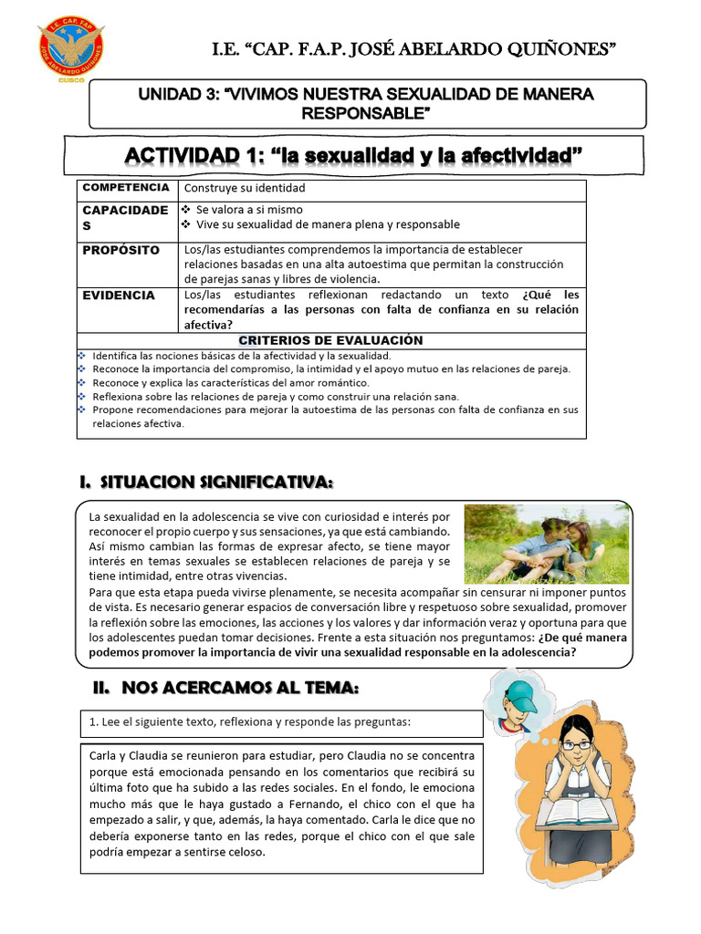 4° DPCC - Actv.01-Unid.3 2024 | PDF | Amor | Autoestima