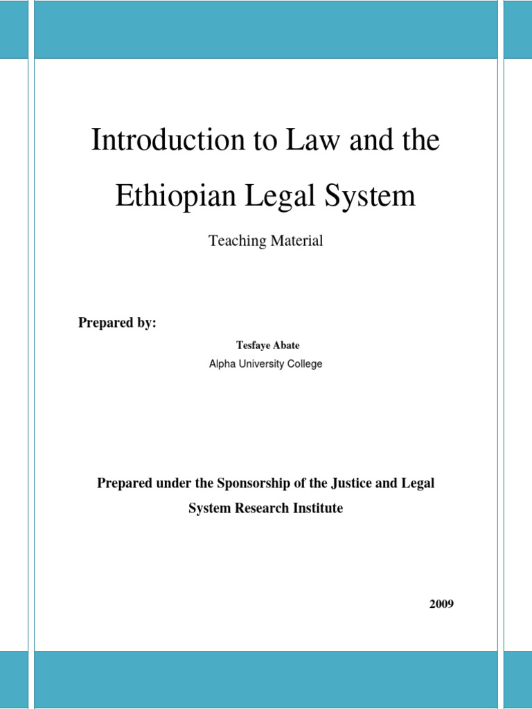 Introduction To Law And The Ethiopian Legal System Pdf Natural Law
