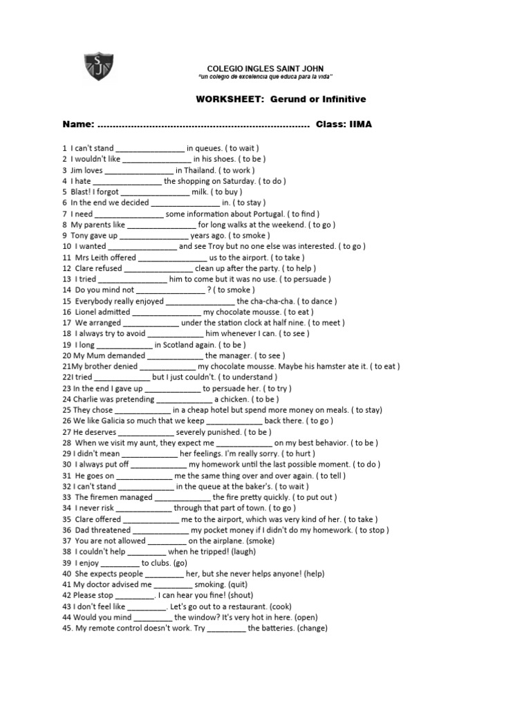 Gerund or Infinitive Practice | PDF