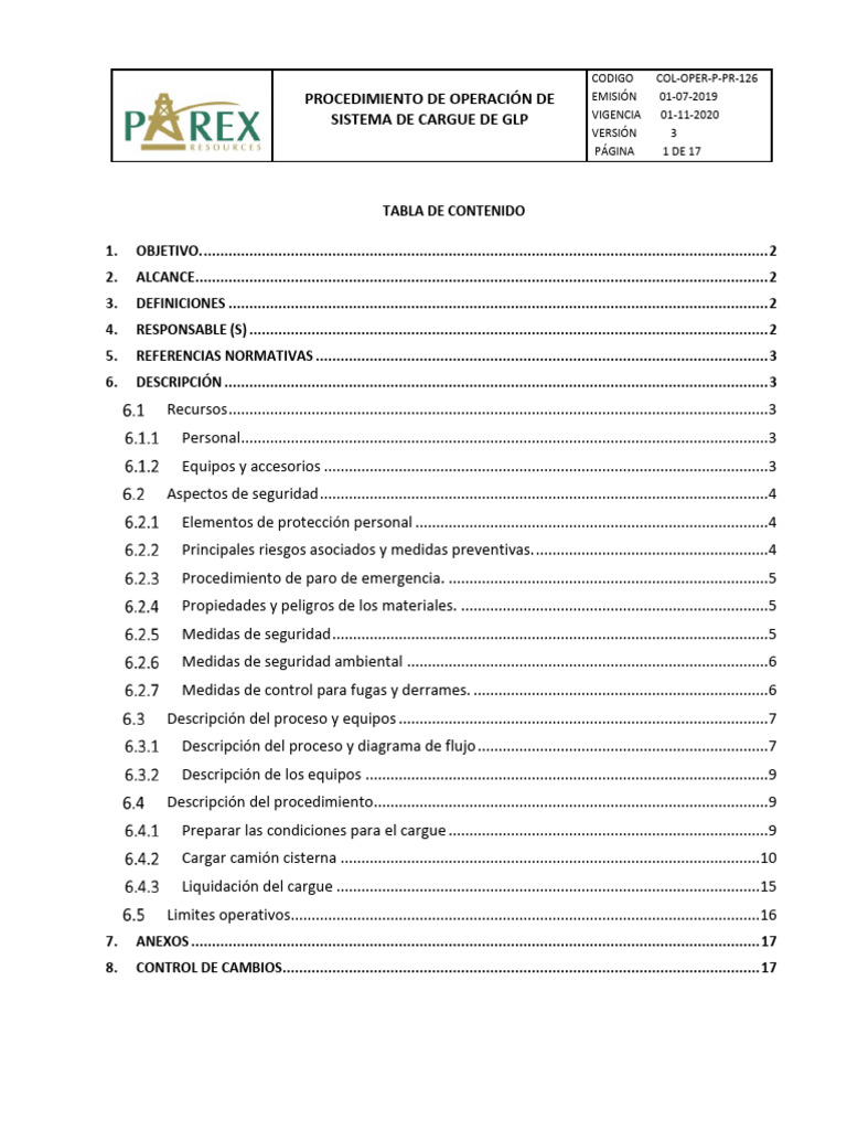 A2 +ANEXO+11 +Operación+Sistema+de+Cargue+de+GLP+Bloque+Capachos | PDF | Gas de petróleo licuado ...
