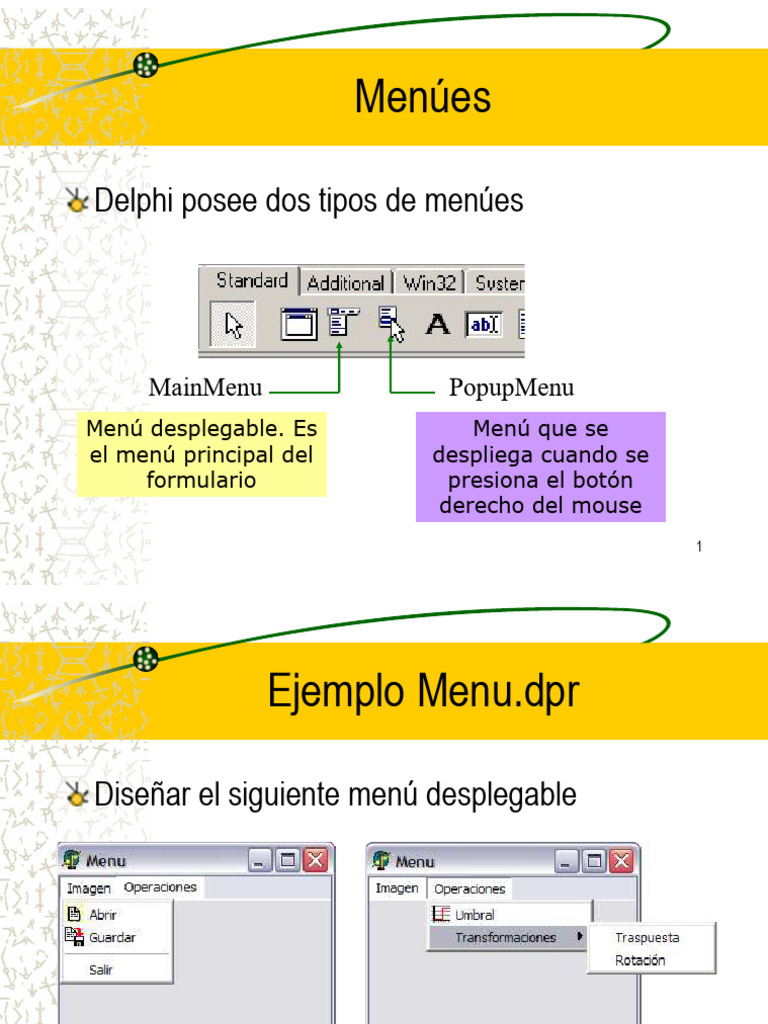 Creación y Gestión de Menús en Delphi | PDF | Informática | Software