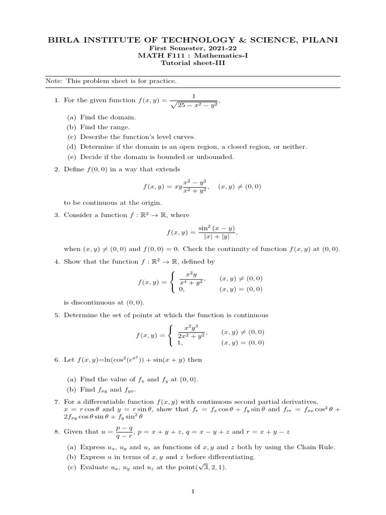 Tut Sheet 3 | PDF | Mathematical Relations | Mathematical Concepts