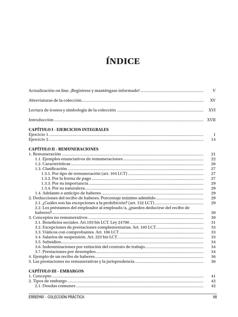 Indice - Guia Practica para El Liquidador de Sueldos4aed | PDF | Salario | Lugar de trabajo