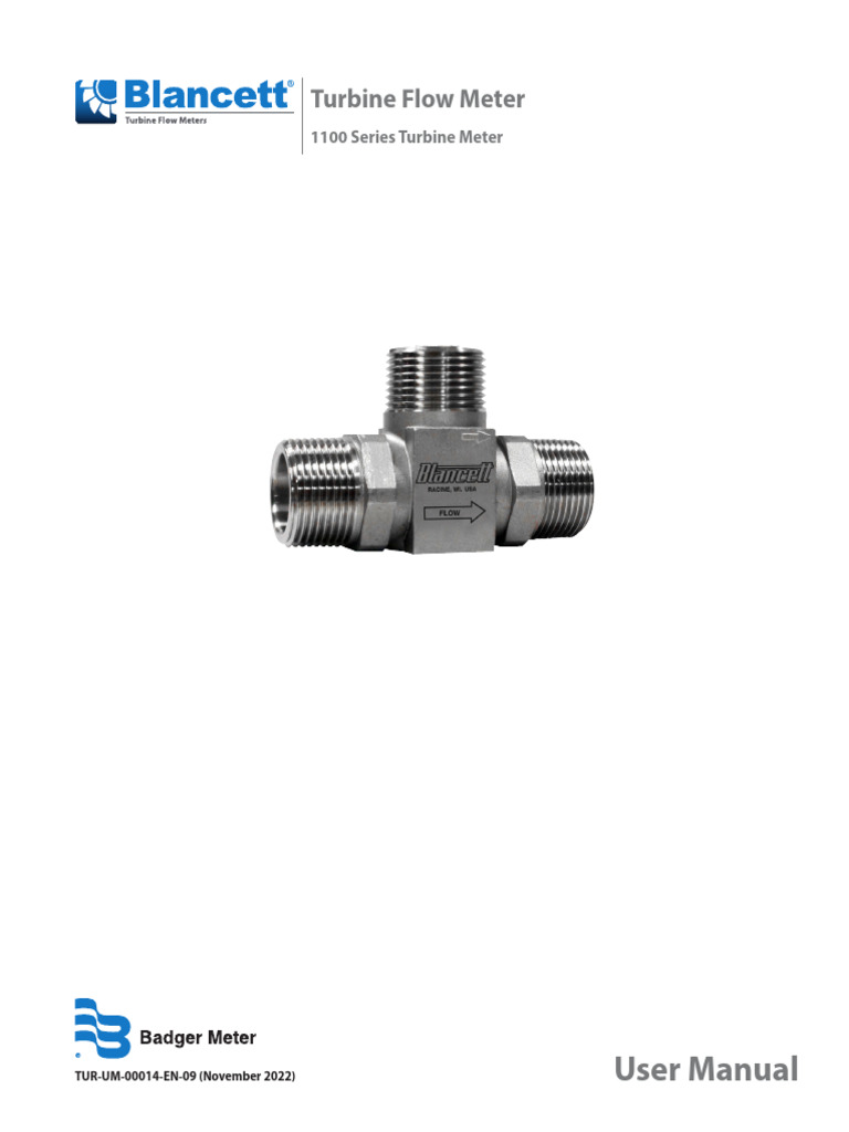 TUR-UM-00014-EN Blancett 1100 Turbine Flow Meter Manual | PDF | Flow ...