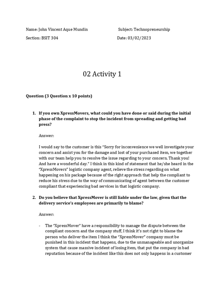 02 Activity 2 ARG 03 02 2023 | PDF | Business