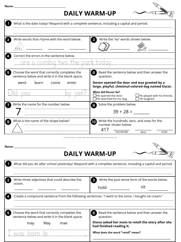2 Grade Warm Up | PDF | Language Mechanics | Linguistic Morphology