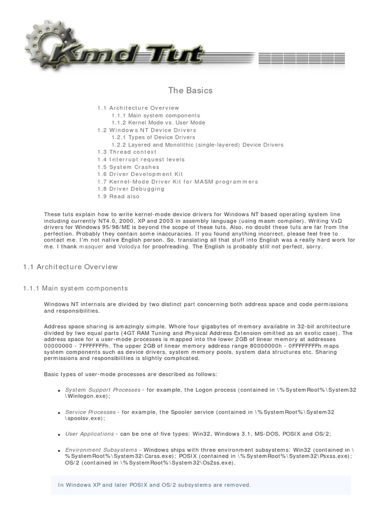 0 X 01 The Basics | PDF | Device Driver | Operating System Families