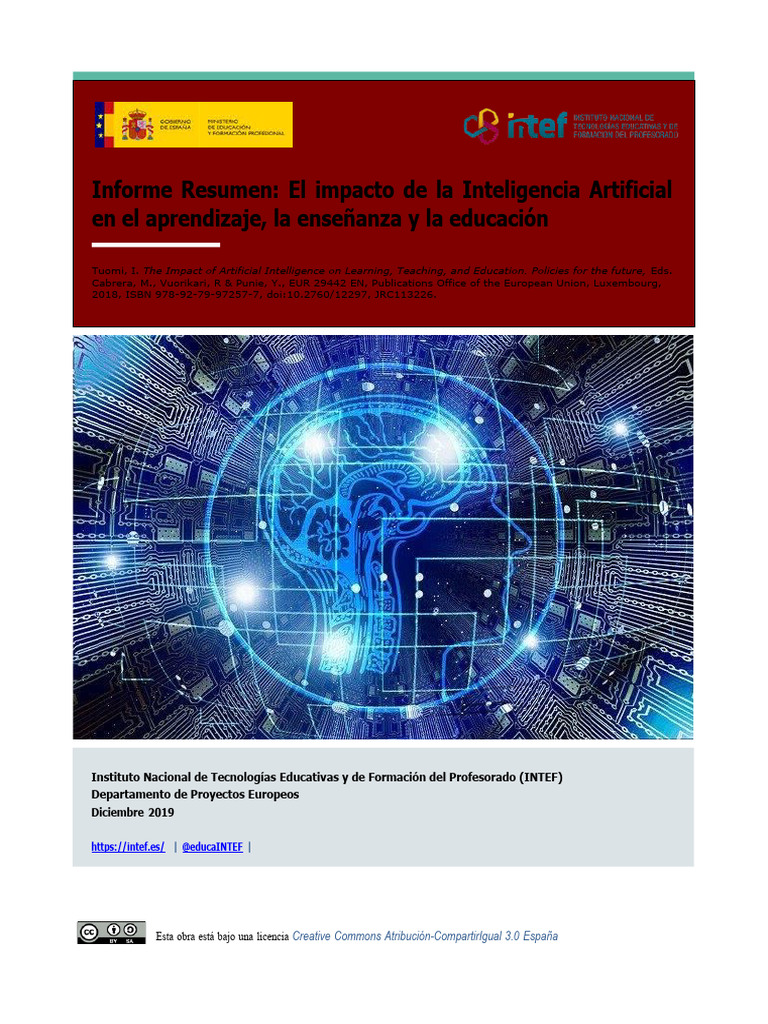 Documento Inteligencia-Artificial JRC INTEF | PDF | Inteligencia artificial | Inteligencia (IA ...