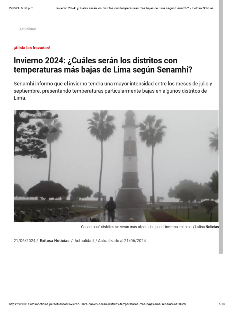 Invierno 2024 - ¿Cuáles Serán Los Distritos Con Temperaturas Más Bajas ...