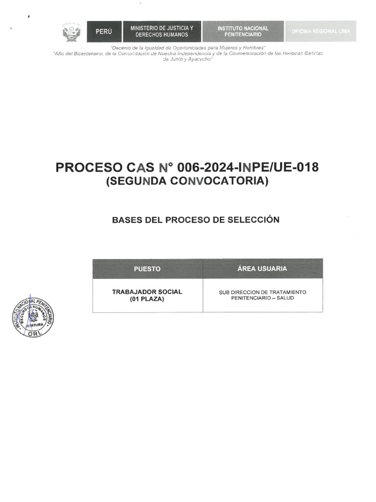Bases Proceso Cas #006-2024-Inpe-Orl-urh (Segunda Convocatoria ...