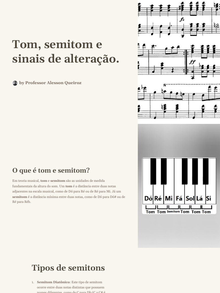 Aula 7 - Tom, Semitom e Sinais de Alteracao | Download grátis PDF ...