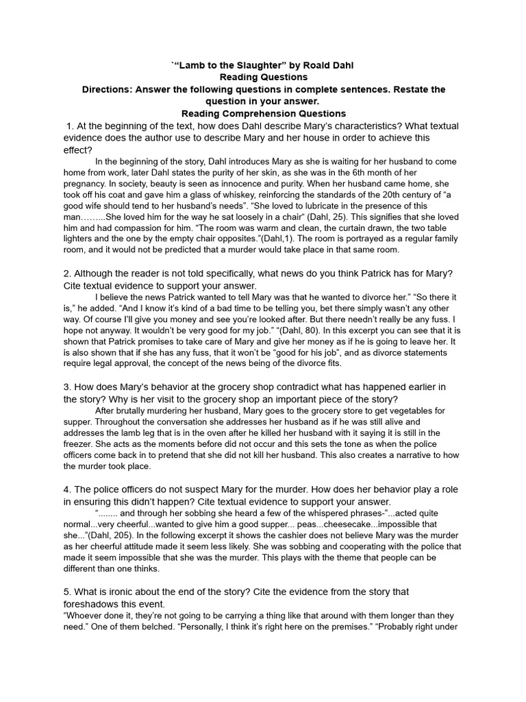 The Lamb To Slaughter | PDF