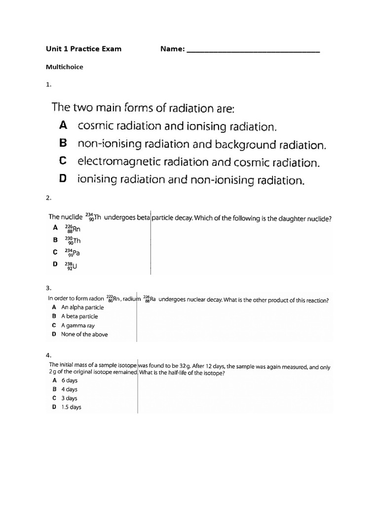 Unit 1 Practice Exam Questions | PDF