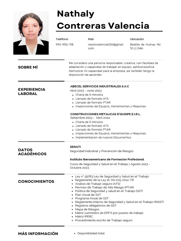 CV Nathaly Contrerasv | PDF