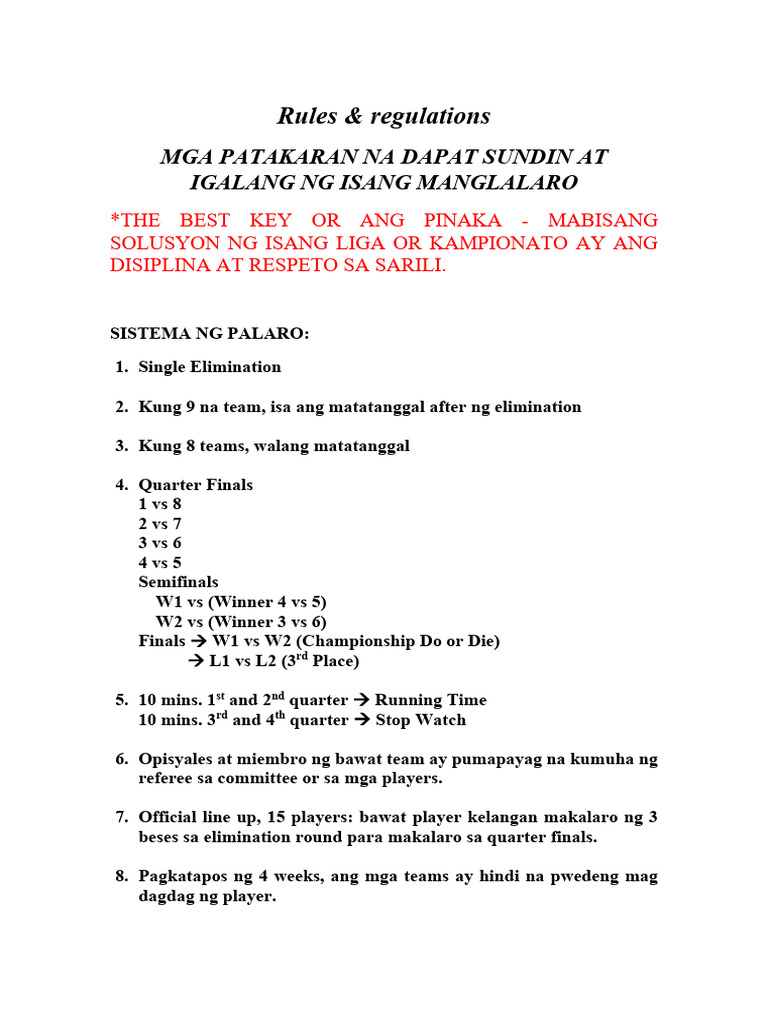 New Rules Liga Basketball 2023 Tagalog | PDF