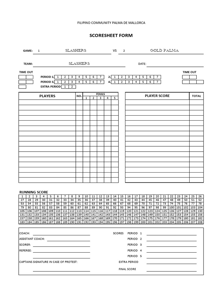 Scoresheet 2023 | Download Free PDF | Referee | Sports