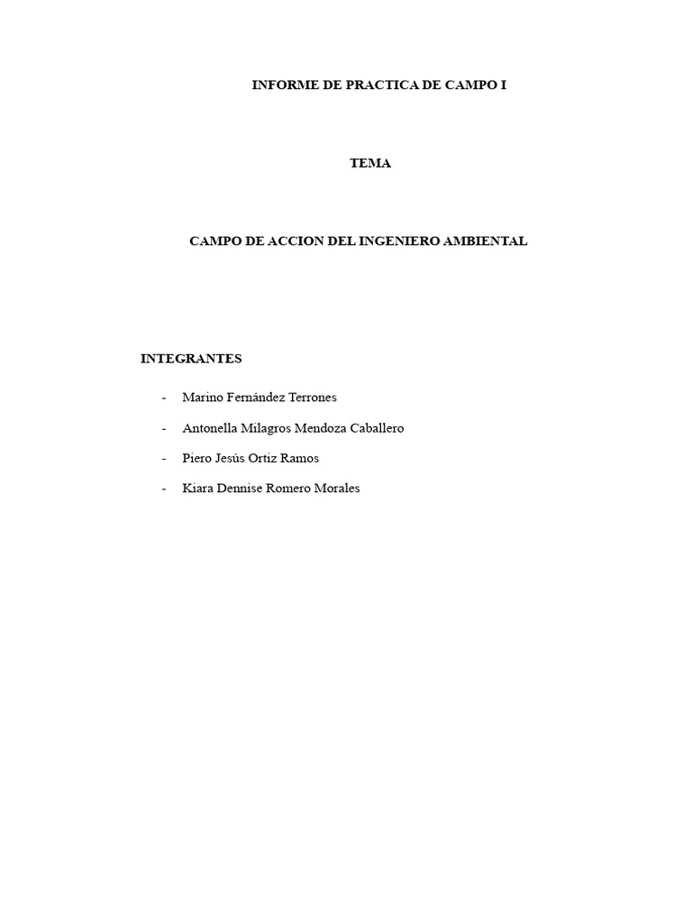 Informe Intro. A La Ingenieria | PDF | Ingeniería Ambiental | Entorno natural