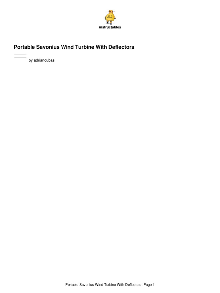 Portable Savonius Wind Turbine Guide | PDF | Electric Motor | Electric ...