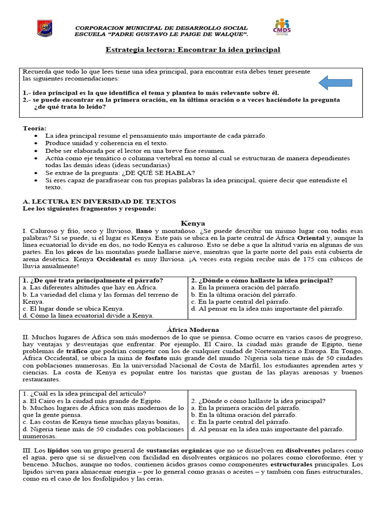 Guía Encontrar La Idea Principal | PDF | Lípido | Bacteriófago