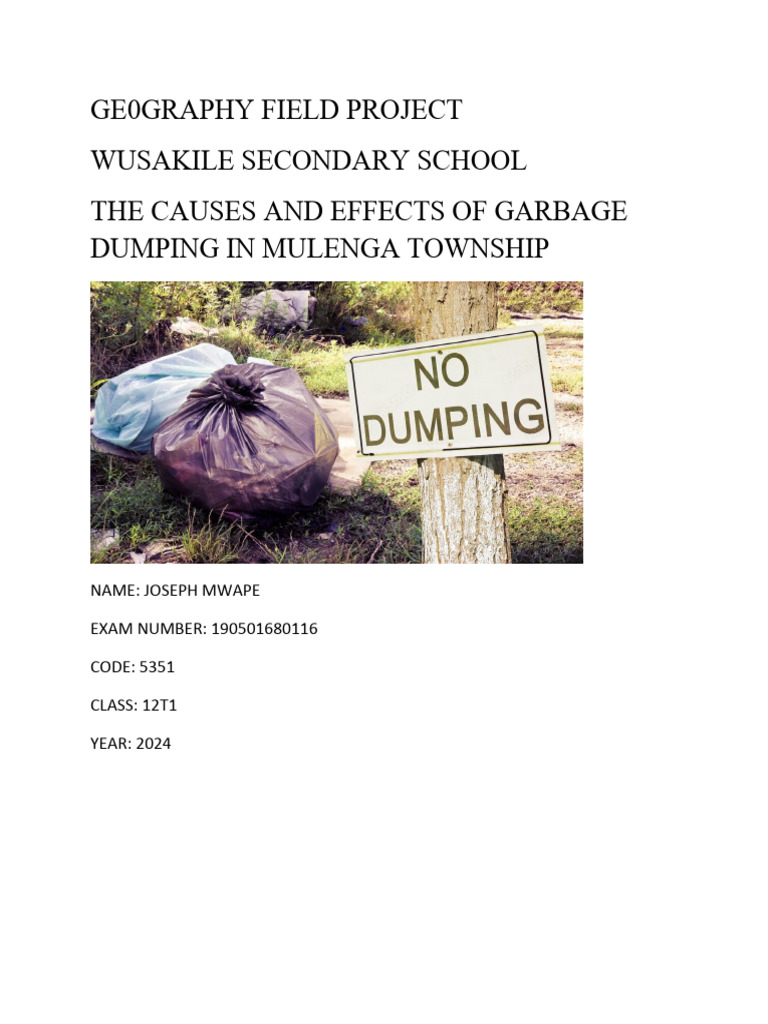 GE0GRAPHY FIELD Project | PDF | Pollution | Waste