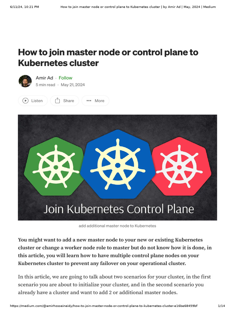 How To Join Master Node or Control Plane To Kubernetes Cluster - by ...