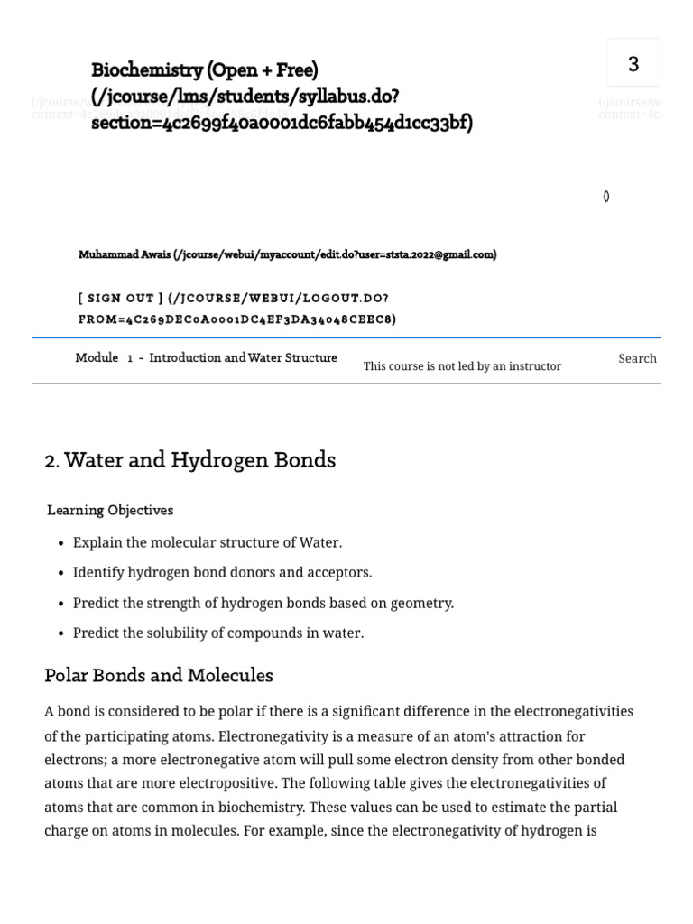 Water and Hydrogen Bonds | PDF | Solvation | Chemical Polarity