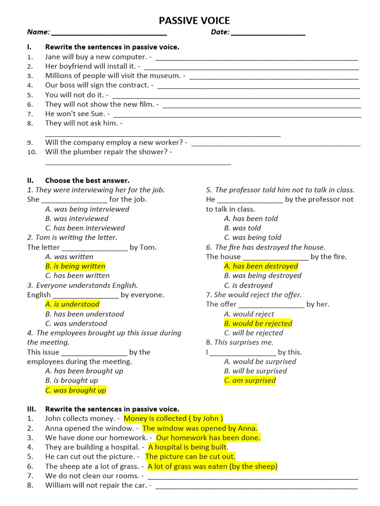 1. Passive voice - show | PDF