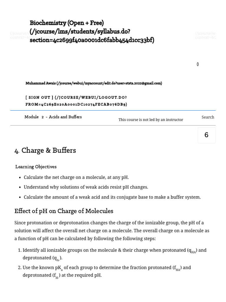 Charge & Buffers | PDF | Acid | Acid Dissociation Constant